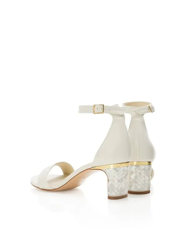 FREYA ROSE Ankle Strap Kitten Heel Sandal - Ivory