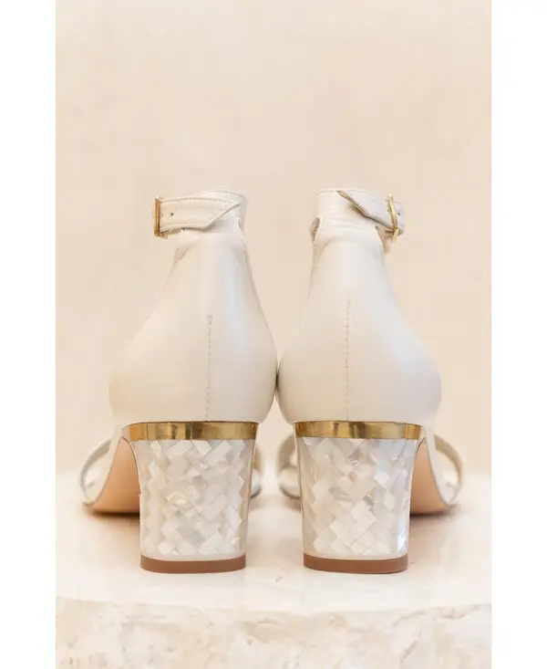 FREYA ROSE Ankle Strap Kitten Heel Sandal - Ivory