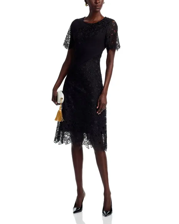 Misook Woven Mixed Media Midi Dress