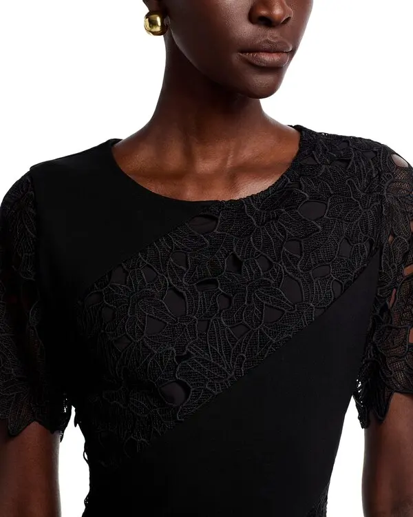 Misook Woven Mixed Media Midi Dress