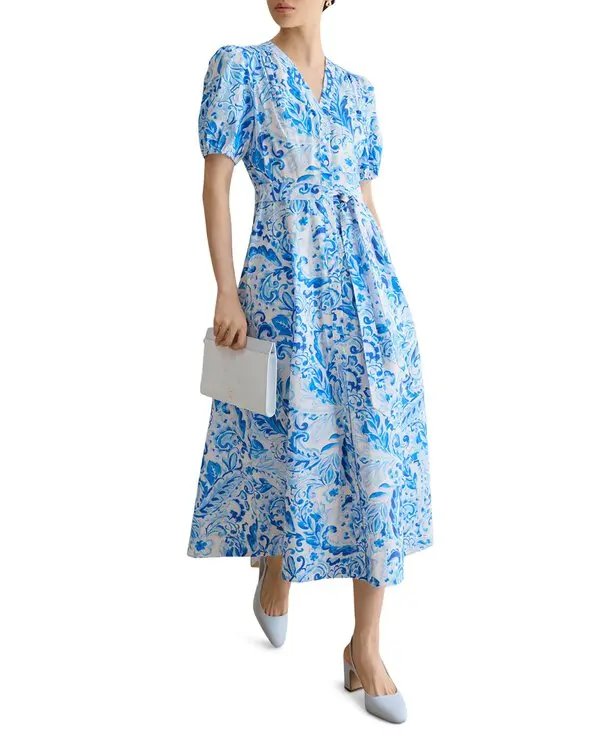 HOBBS LONDON Petite Libby Printed Midi Dress - Blue Multi