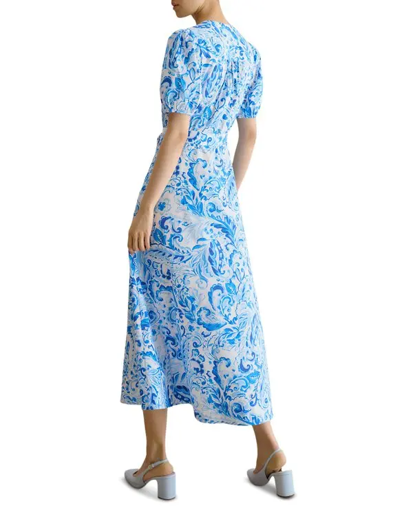 HOBBS LONDON Petite Libby Printed Midi Dress - Blue Multi