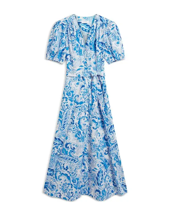 HOBBS LONDON Petite Libby Printed Midi Dress - Blue Multi