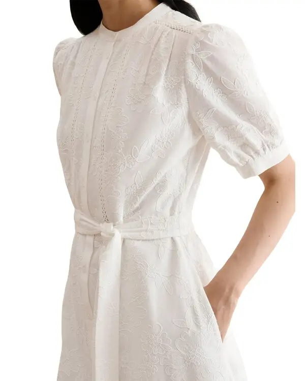 HOBBS LONDON Petite Embroidered Cotton Midi Dress