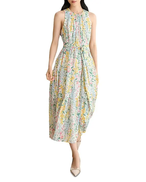 HOBBS LONDON Lillian Belted Floral Midi Dress - Ivory Multi