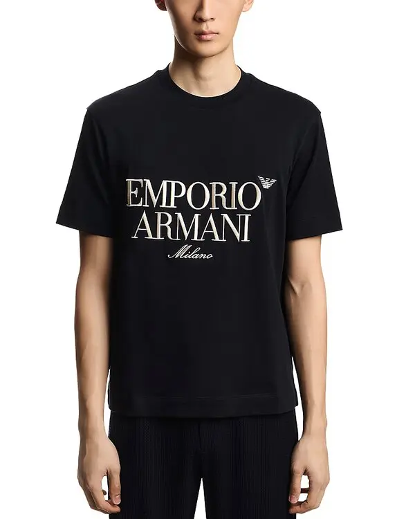 Emporio Armani Logo Tee - Solid Blue