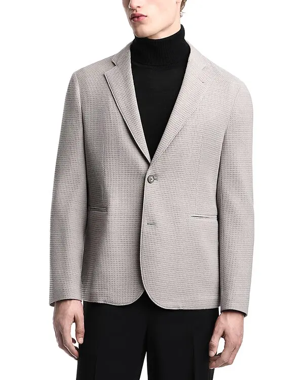 Emporio Armani Regular Fit Waffle Effect Blazer - Moon Rock