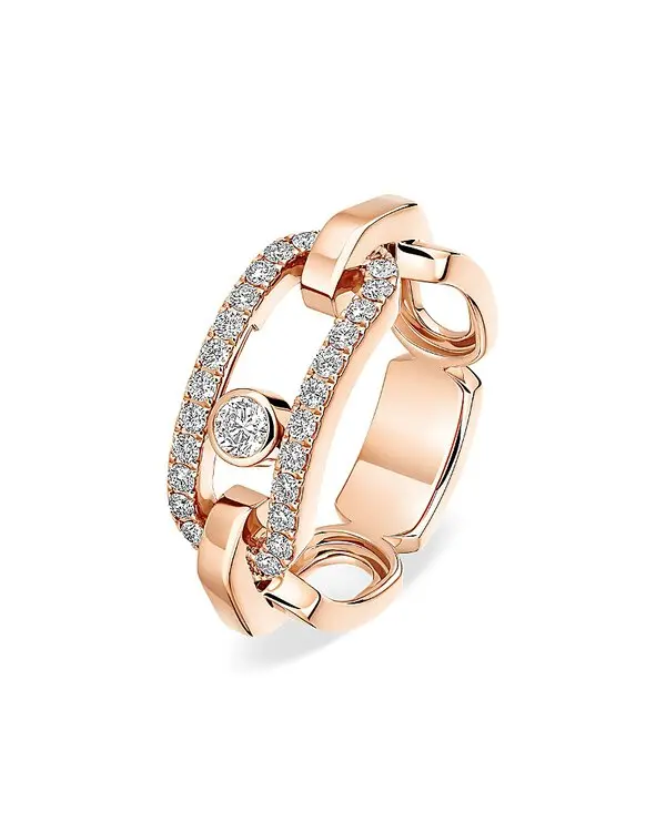 Messika 18k Rose Gold Diamond Move Link Ring - Pink Gold