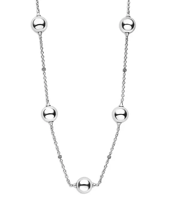 Lagos Sterling Caviar Bubbly Bead Station Necklace - Silver