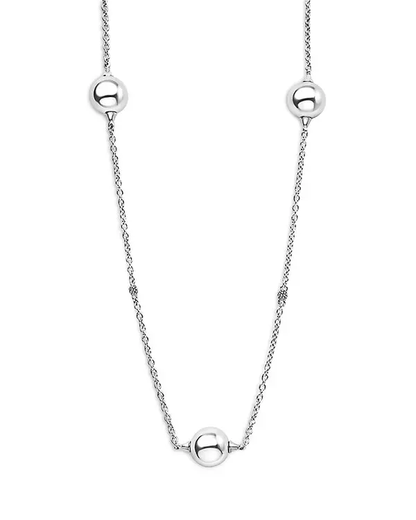 Lagos Sterling Bubbly Bead Long Station Necklace - Silver