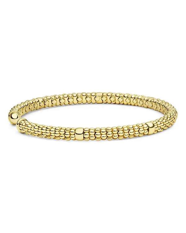 Lagos 18k Yellow Signature Caviar Beaded Versa Torque Cuff Bracelet