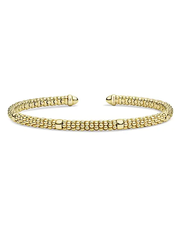 Lagos 18k Yellow Signature Caviar Beaded Versa Torque Cuff Bracelet