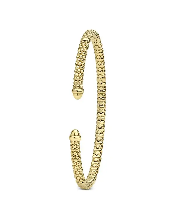Lagos 18k Yellow Signature Caviar Beaded Versa Torque Cuff Bracelet