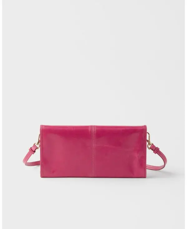Prada Leather Wallet With Shoulder Strap - Pink