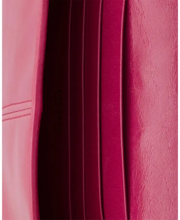 Prada Leather Wallet With Shoulder Strap - Pink