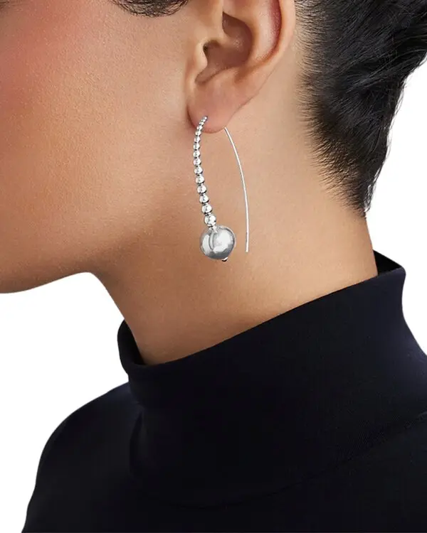 Lagos Sterling Caviar Bubbly Graduated Bead Threader Earrings