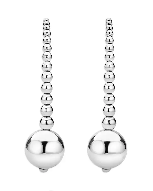 Lagos Sterling Caviar Bubbly Graduated Bead Threader Earrings