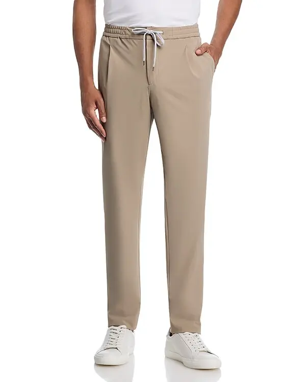 PT TORINO Kinetic Jersey Pleat Drawstring Jogger Pants - Tan