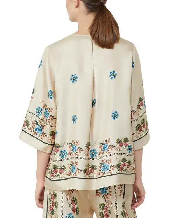 Max Mara Silk Floral Print Top - Ivory