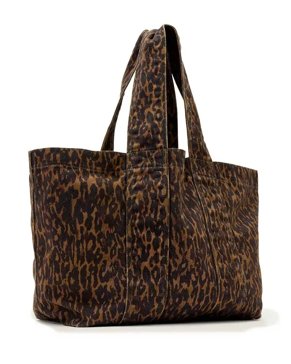 ALLSAINTS Izzy Leopard Print Denim Tote - Leopard Brown