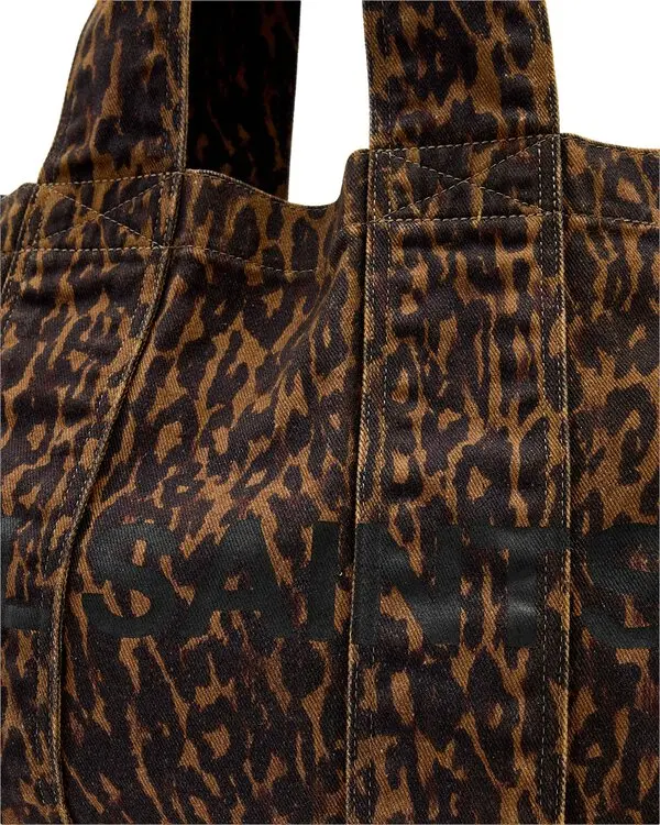 ALLSAINTS Izzy Leopard Print Denim Tote - Leopard Brown