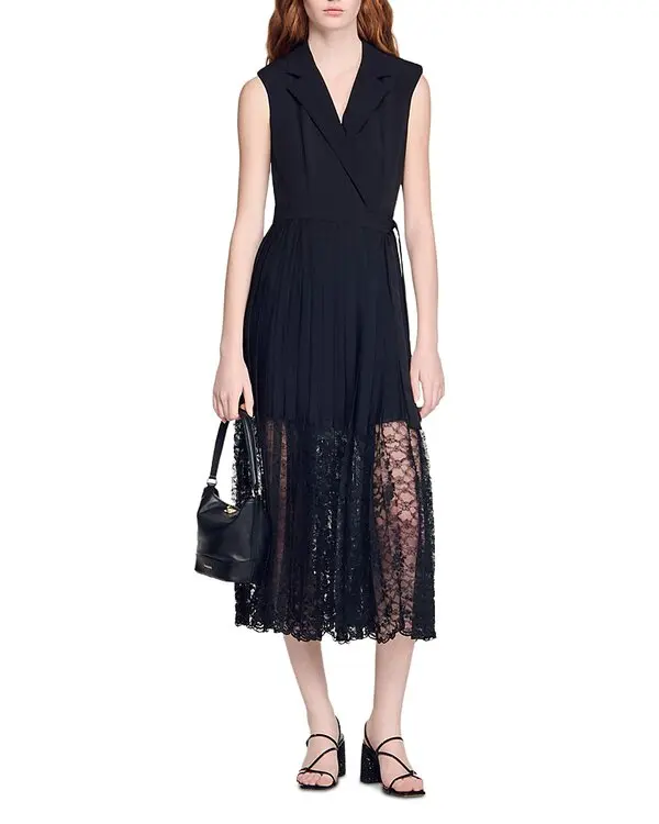 Sandro Tailored Collar Midi Dress