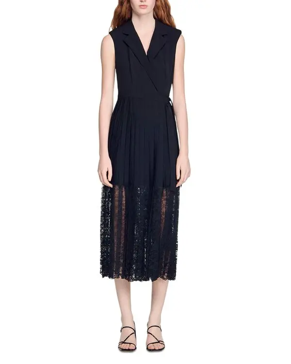 Sandro Tailored Collar Midi Dress