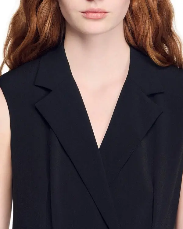 Sandro Tailored Collar Midi Dress