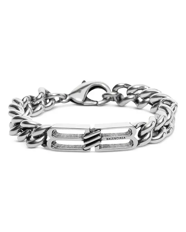 Balenciaga Bb Icon Gourmette Bracelet - Antique Silver