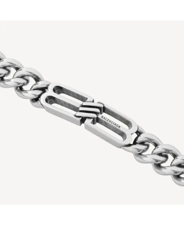 Balenciaga Bb Icon Gourmette Bracelet - Antique Silver