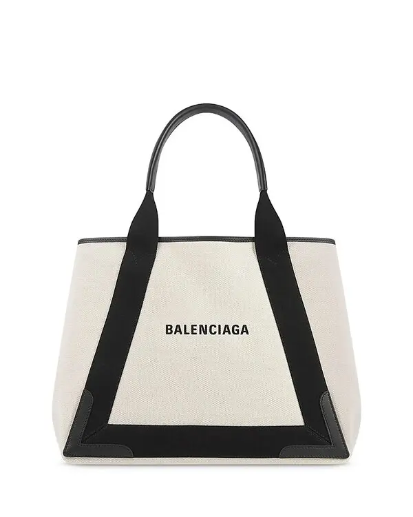 Balenciaga Navy Cabas Medium Bag - Beige