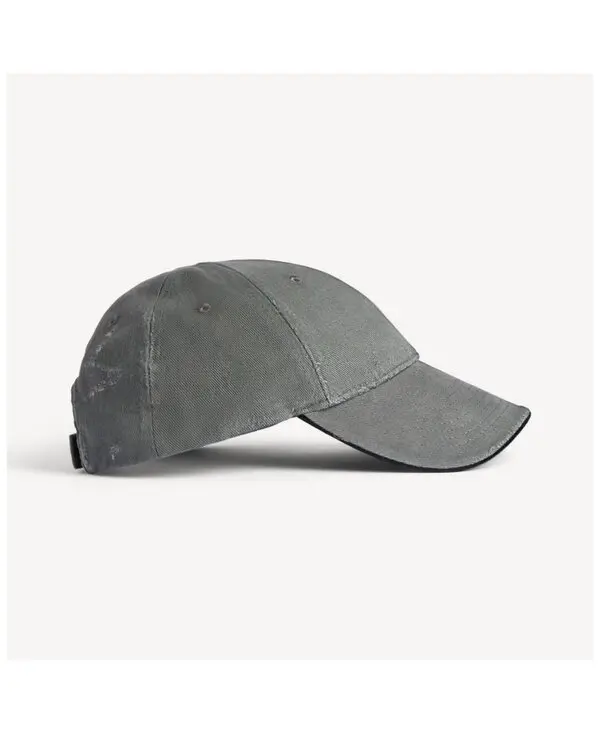 Balenciaga Distressed Logo Baseball Cap - Dark Heather Grey