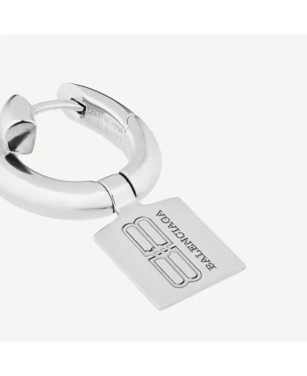 Balenciaga Saint-germain Tag Earrings - Shiny Silver
