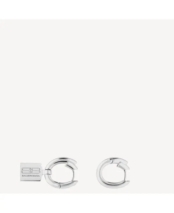 Balenciaga Saint-germain Tag Earrings - Shiny Silver