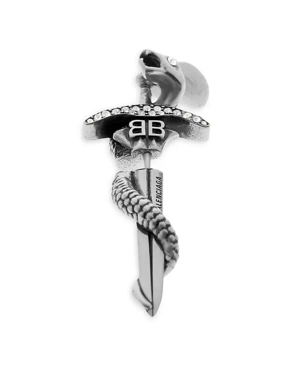 Balenciaga Goth Snake Earring - Antique Silver