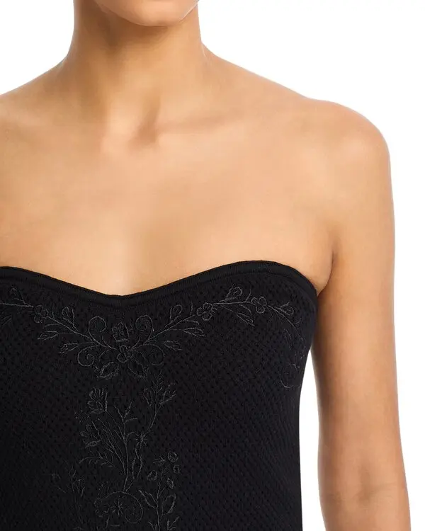 Aqua Placed Crochet Strapless Top