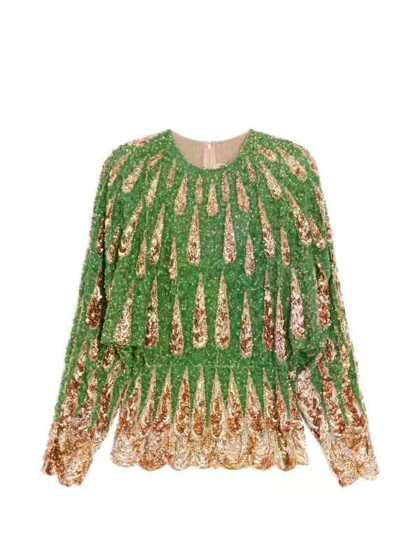 Valentino Garavani Embroidered Chiffon Top - Green