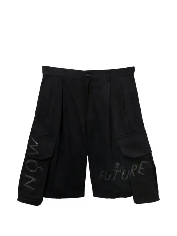 Comme Des Garçons Slogan-print Wide-leg Cargo Shorts - Blue