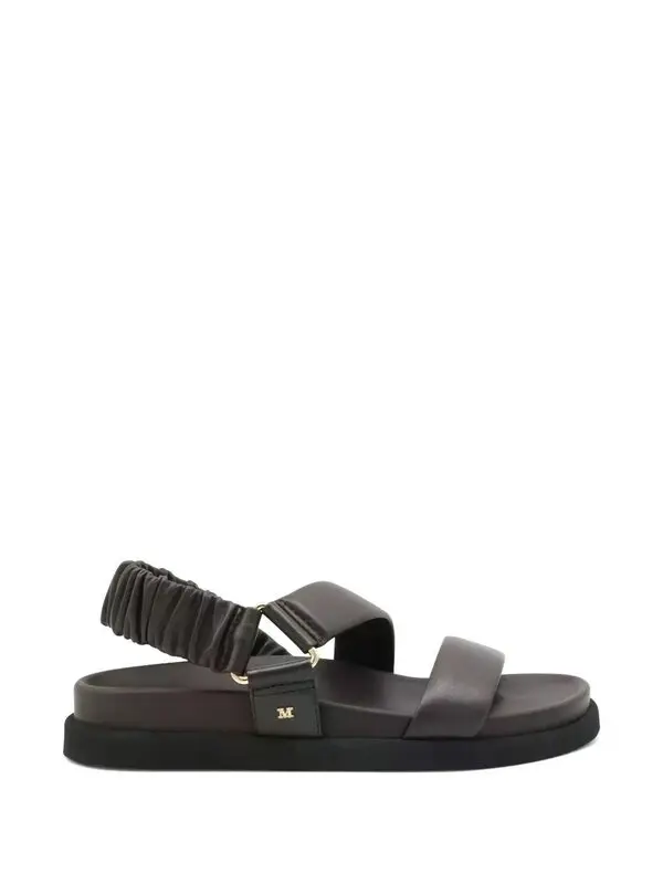 Max Mara Ruched Slingback Leather Sandals - Brown
