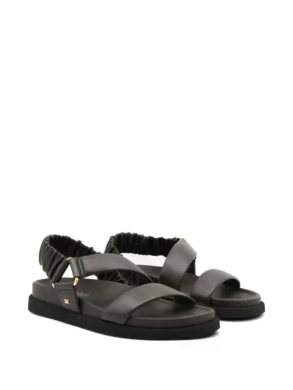 Max Mara Ruched Slingback Leather Sandals - Brown