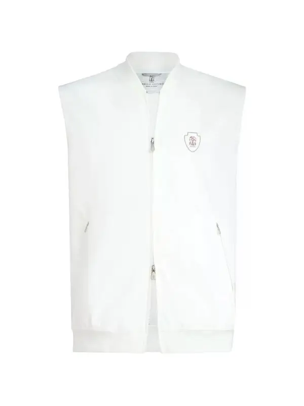Brunello Cucinelli Nylon Vest With Logo - White