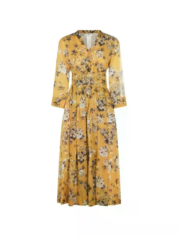 Max Mara Floral-print Dress - Yellow