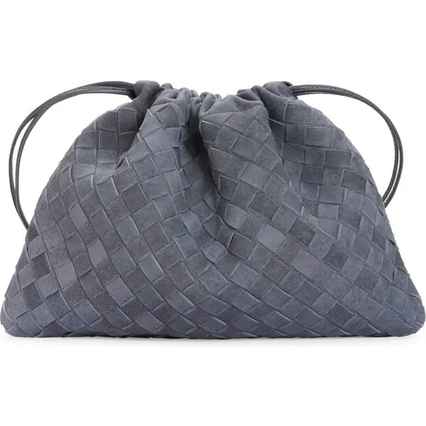 Bottega Veneta Intrecciato Suede Shoulder Bag - 4545 Cloudy Ind-mb