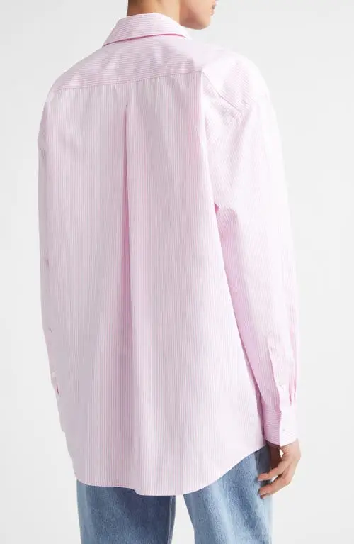 TOTEME Classic Tumbled Stripe Organic Cotton Button-up Shirt - White/bloom