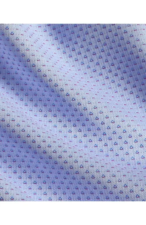 David Donahue Fit Cotton Dobby Dress Shirt - Sky/berry