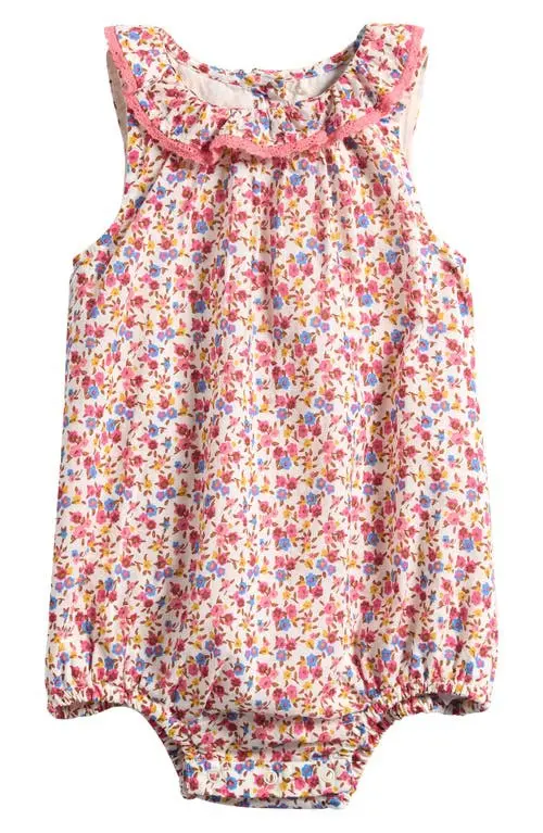 Boden Frill Neck Bubble Romper - Neon Pink Ditsy Floral