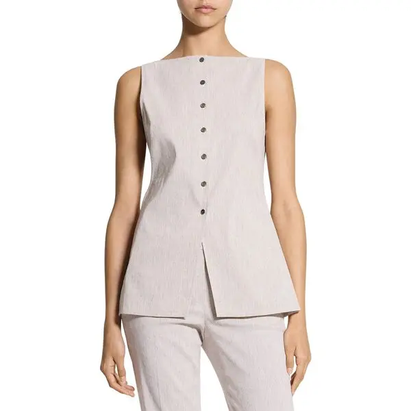 Theory Sleeveless Linen-blend Top
