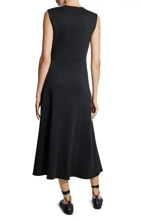 Theory V-neck Sleeveless Cotton Midi Dress