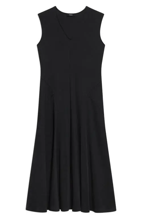 Theory V-neck Sleeveless Cotton Midi Dress