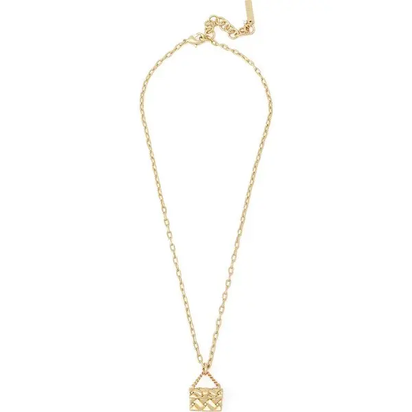 Kurt Geiger Quilt Kensington Bag Pendant Necklace - Gold